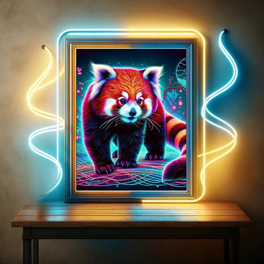 Neon Red Panda Japanese Art Jigsaw Puzzle 500,1000-piece - Etsy
