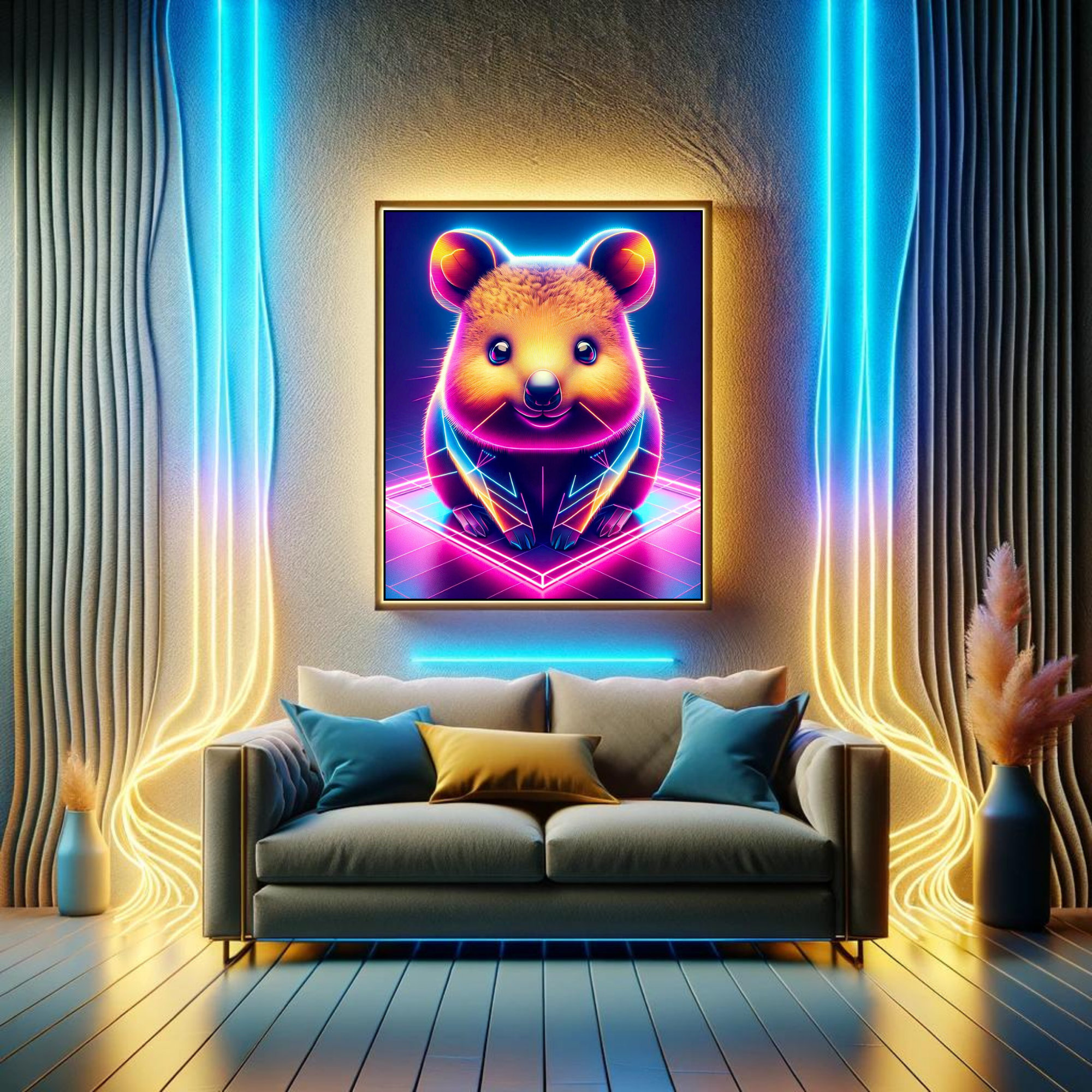 Quokka Neon Art Gloss Posters - Etsy
