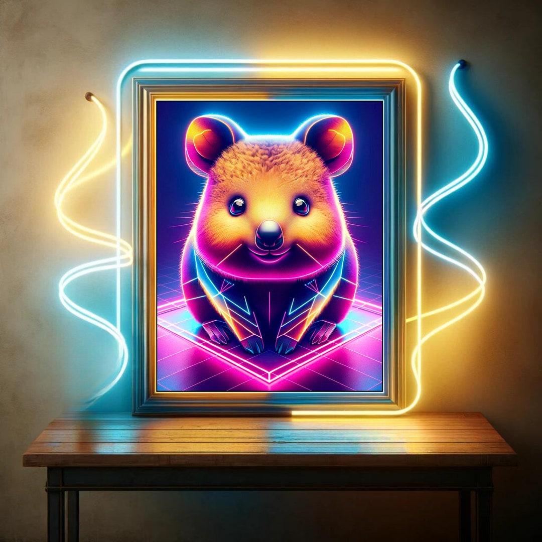 Quokka Neon Art Gloss Posters - Etsy