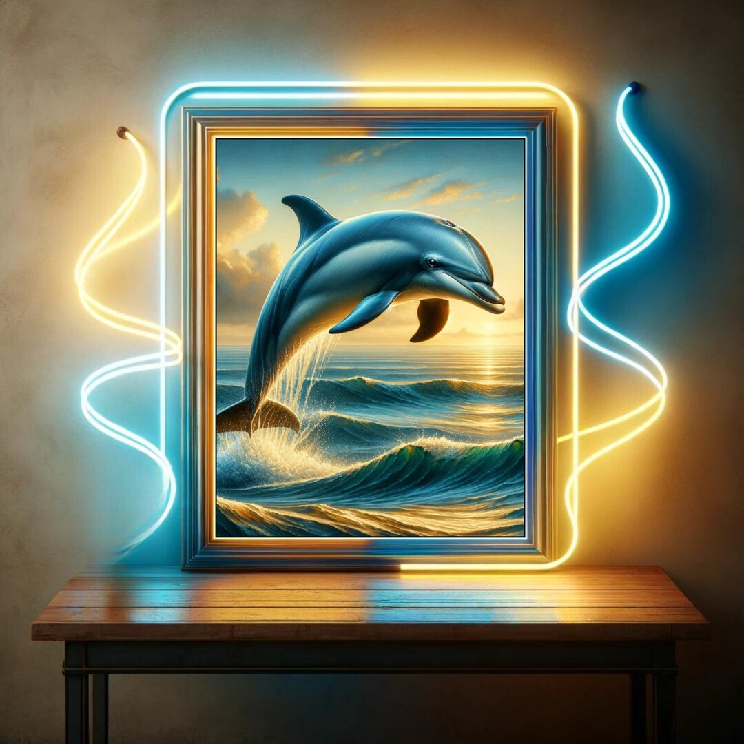 Dolphin Oil Paint Art Gloss Posters - Etsy