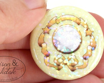 Holographic Moon Power Make-up, 2.25in Pin, Magical Girl, Holographic ...