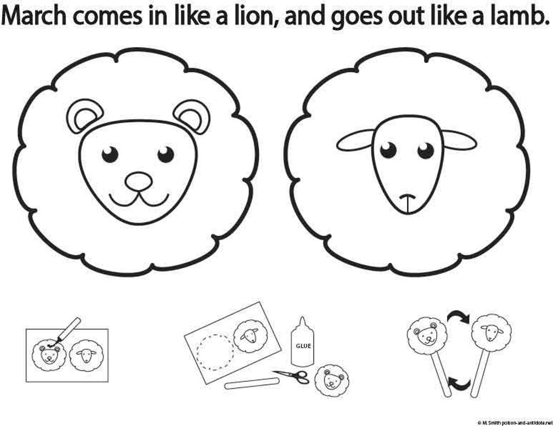 March Activity Sheet It Comes in Like a Lion and Out Like a Lamb - Etsy