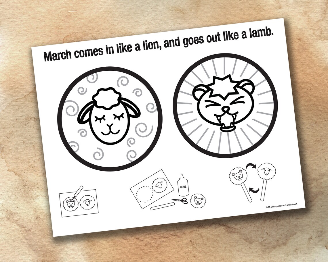 March Activity Sheet - in Like a Lion and Out Like a Lamb - Etsy