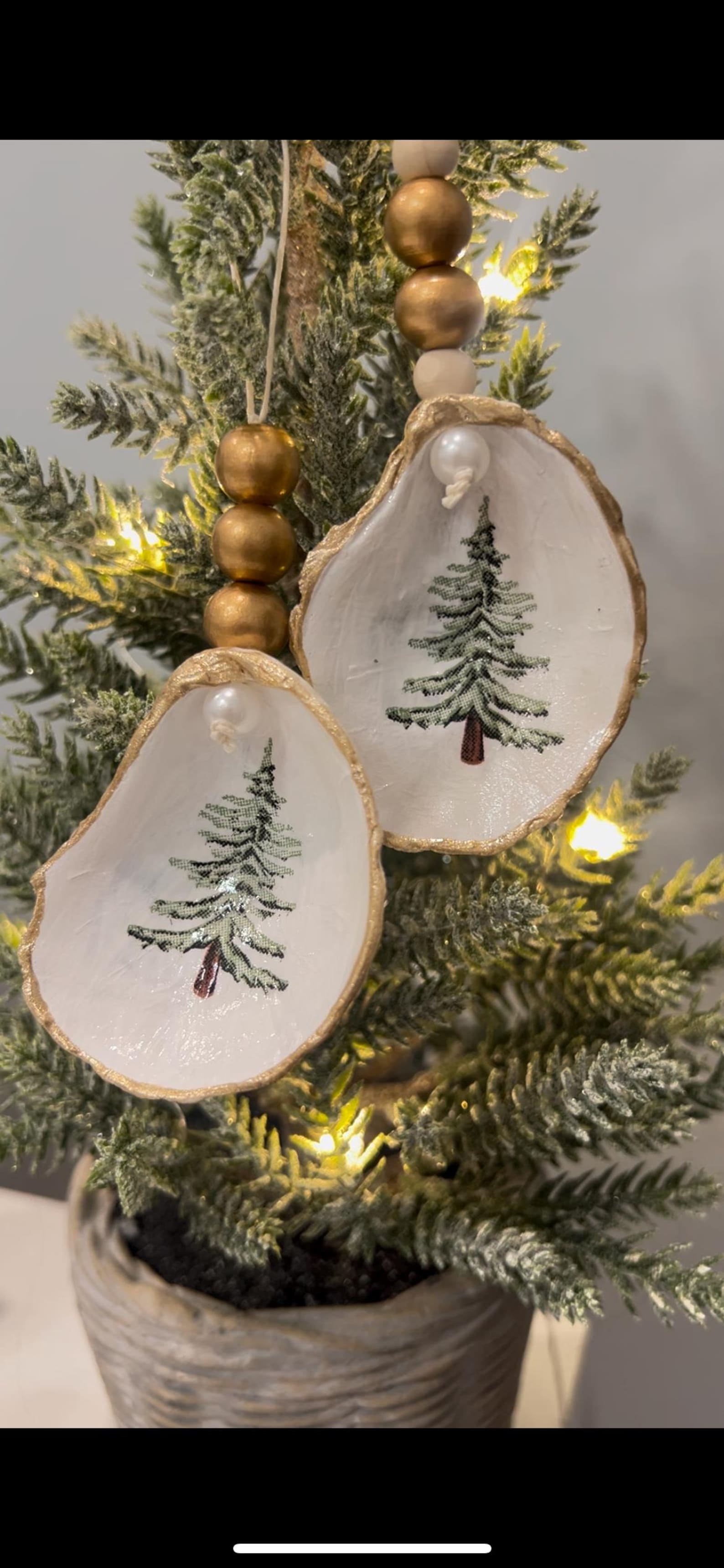 Oyster Shell Christmas Ornament: Beaded Holiday Tree Decor - Etsy