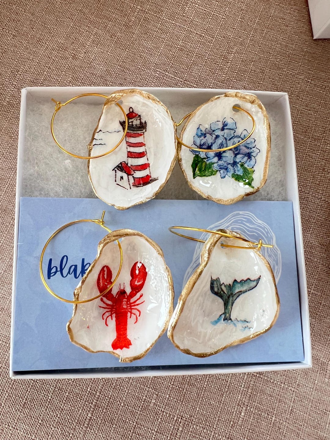 Oyster Shell Wine Stem Charms: Cape Cod Beach Collection, Set of 4 - Etsy