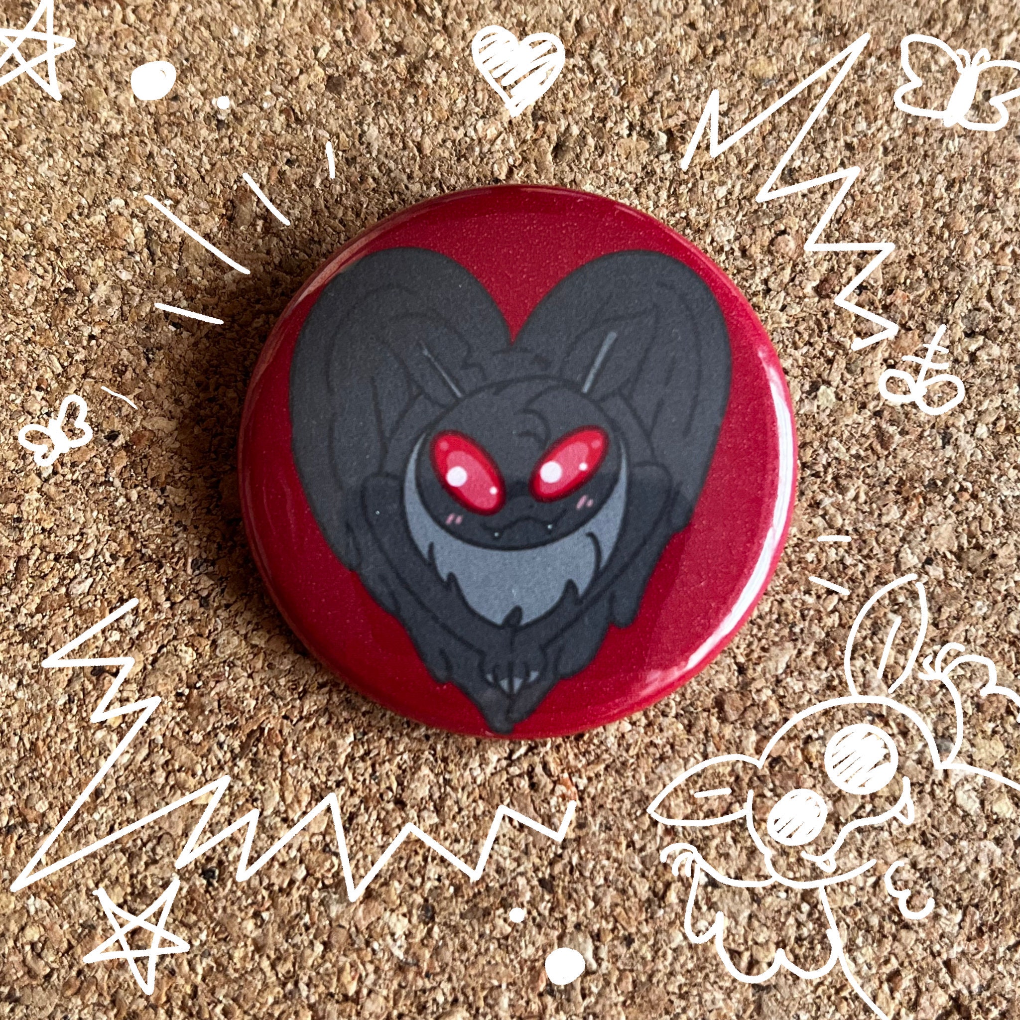 Mothman Cryptid Heart Button Badge - Etsy