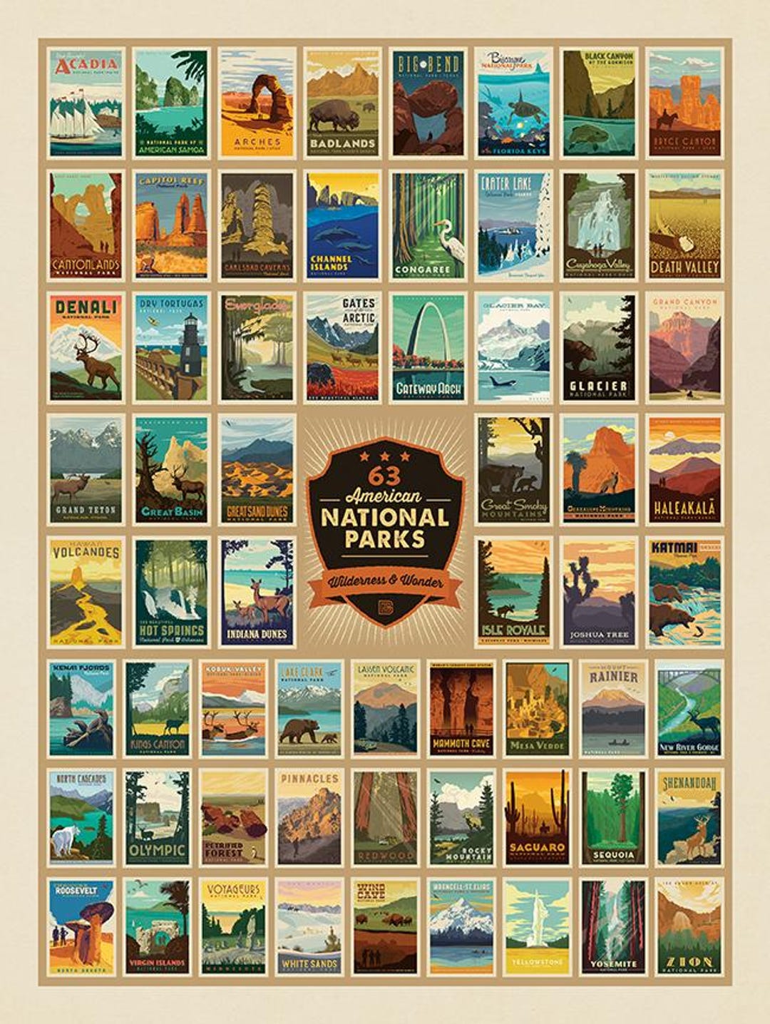 63 U.S. National Parks Wilderness Wonders Panel - Etsy