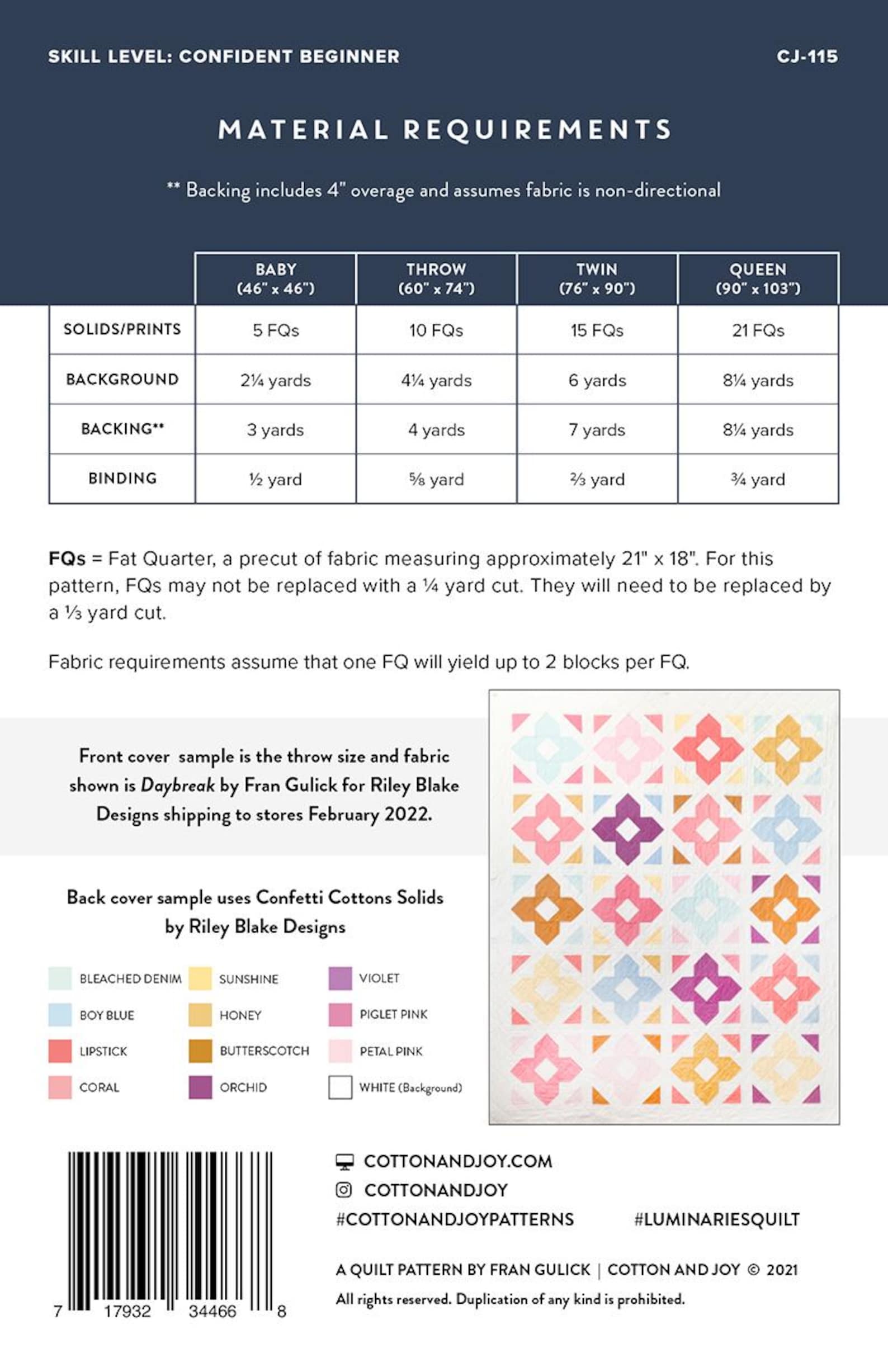 Luminaries Quilt Pattern by Fran Gulick of Cotton and Joy - Etsy
