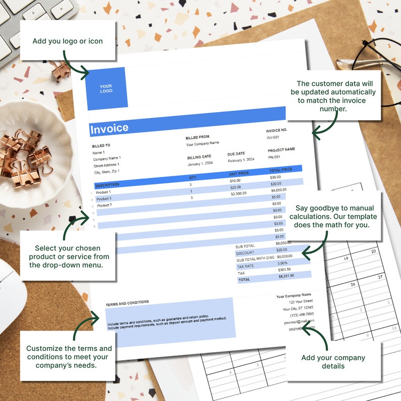 Invoice Template - Customizable With Google Sheets - Etsy