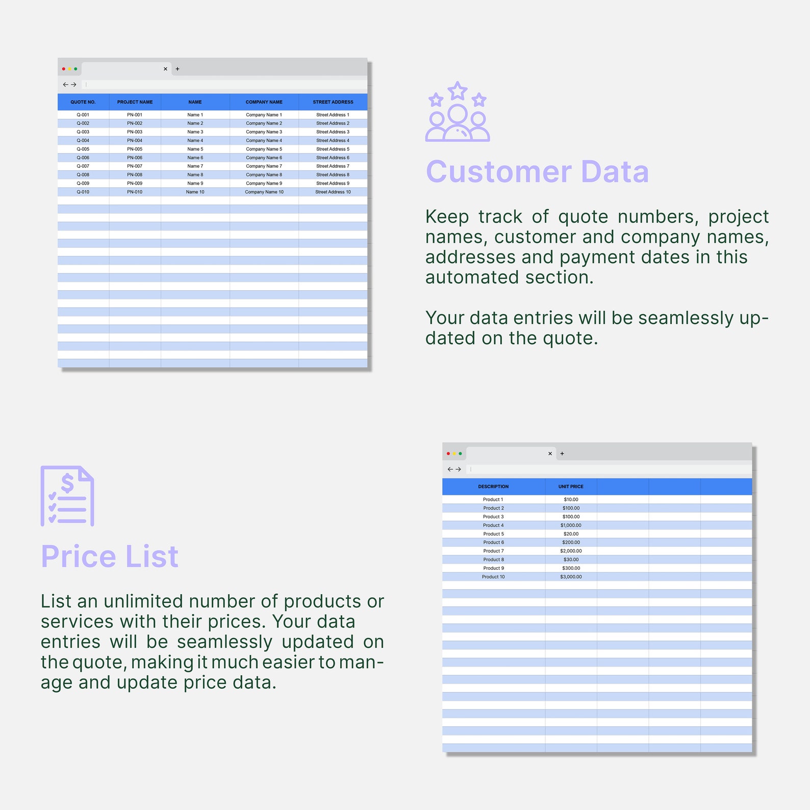 Price Quote Template, Quotation Template - Customizable With Google ...