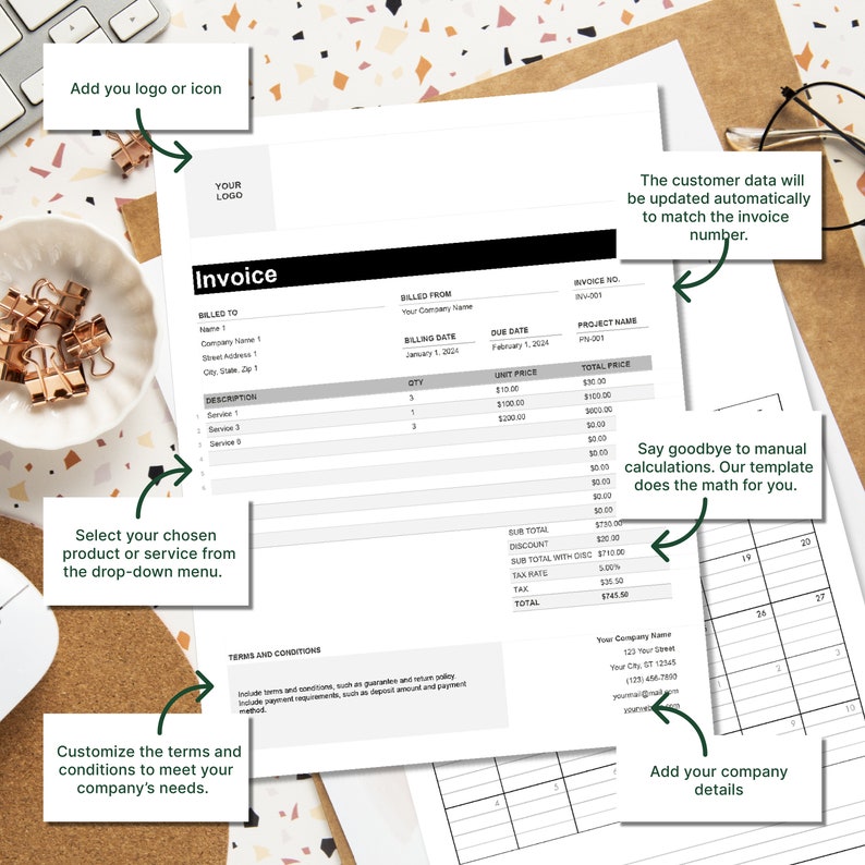 Invoice Template - Customizable With Google Sheets - Etsy