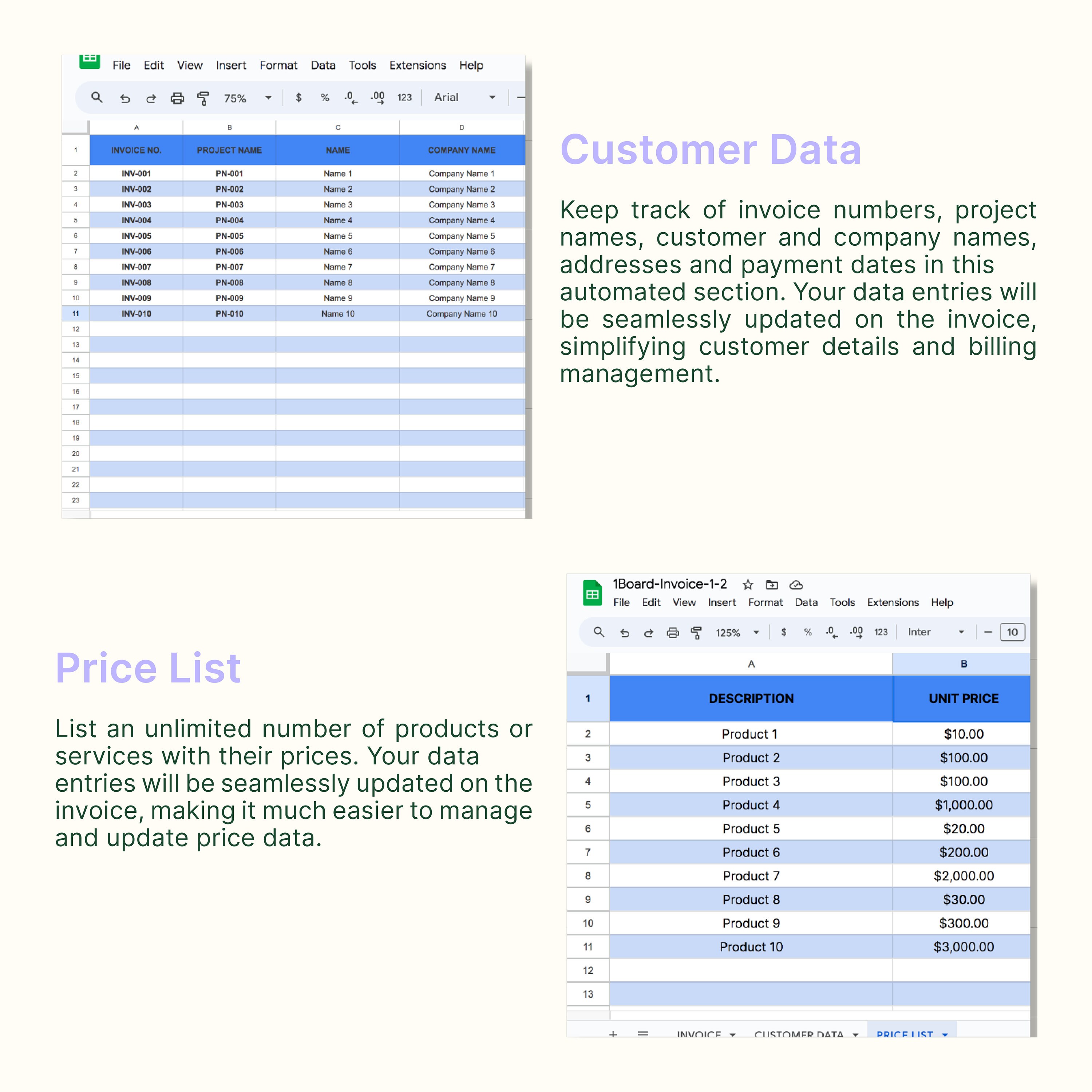 Invoice Template Google Sheets Automatic Invoice Tracker Freelance ...