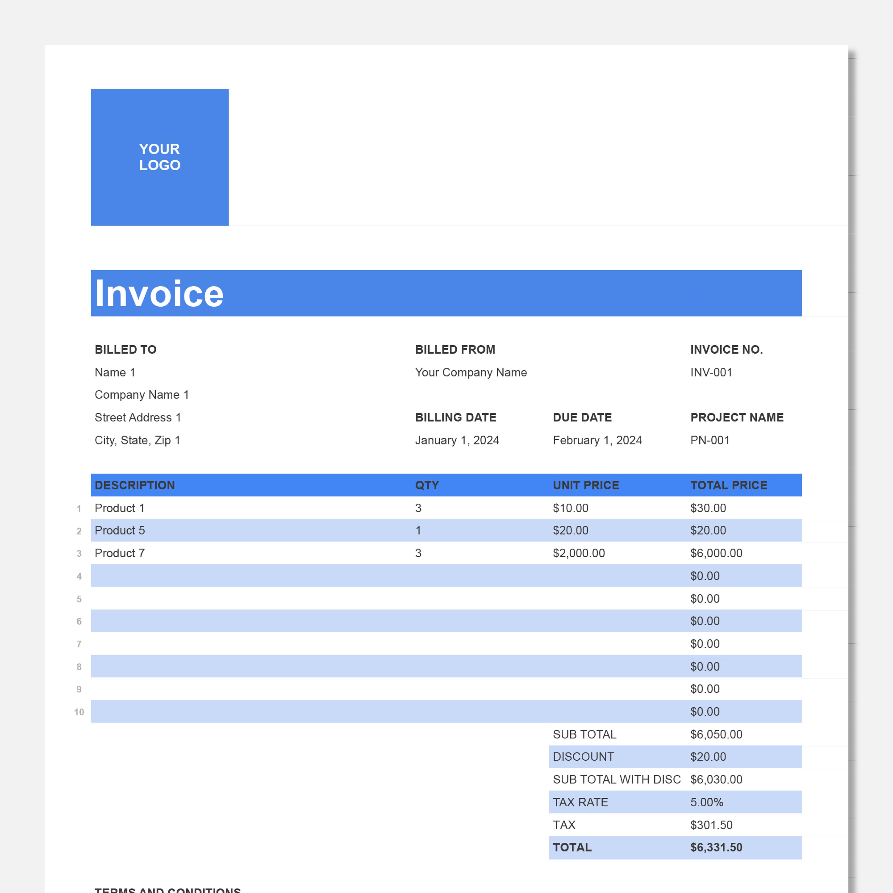 Invoice Template - Customizable With Google Sheets - Etsy