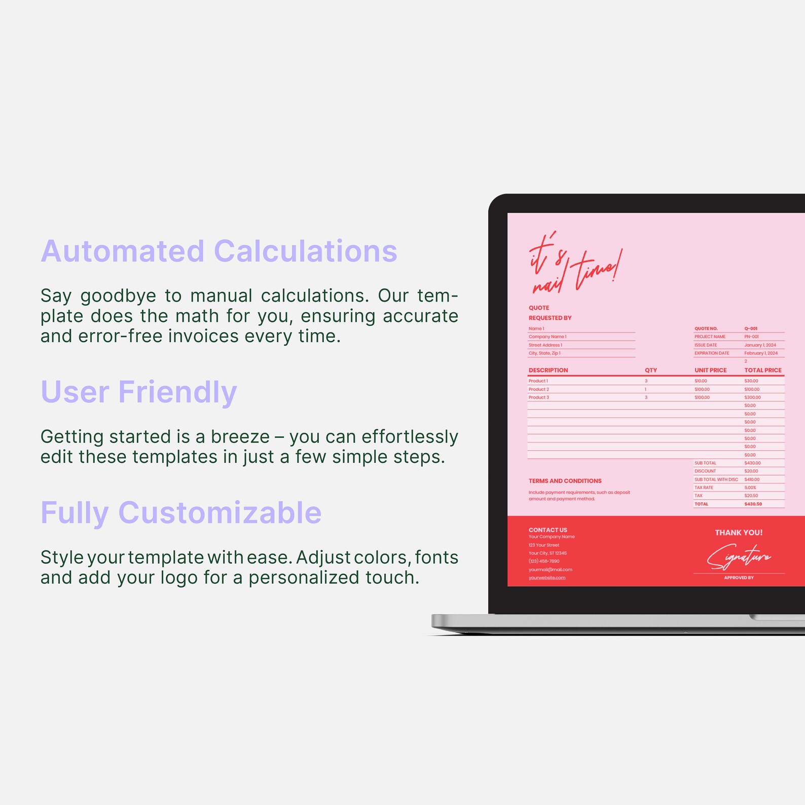 Nail Salon Invoice Template - Customizable With Google Sheets - Etsy