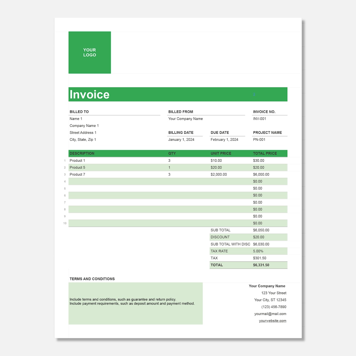 Invoice Template - Customizable With Google Sheets - Etsy