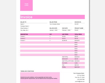Invoice Template - Customizable With Google Sheets - Etsy