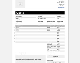 Price Quote Template, Quotation Template Customizable With Google ...