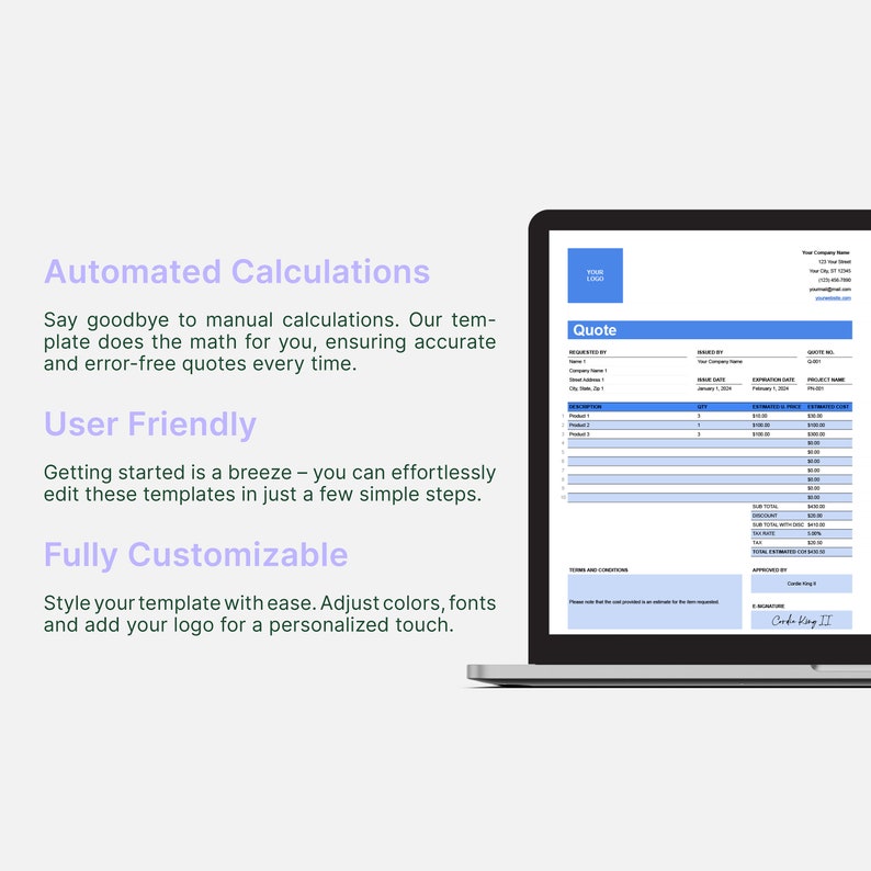 Price Quote Template, Quotation Template - Customizable With Google ...