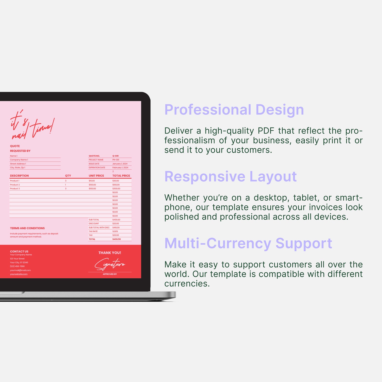 Nail Salon Invoice Template - Customizable With Google Sheets - Etsy