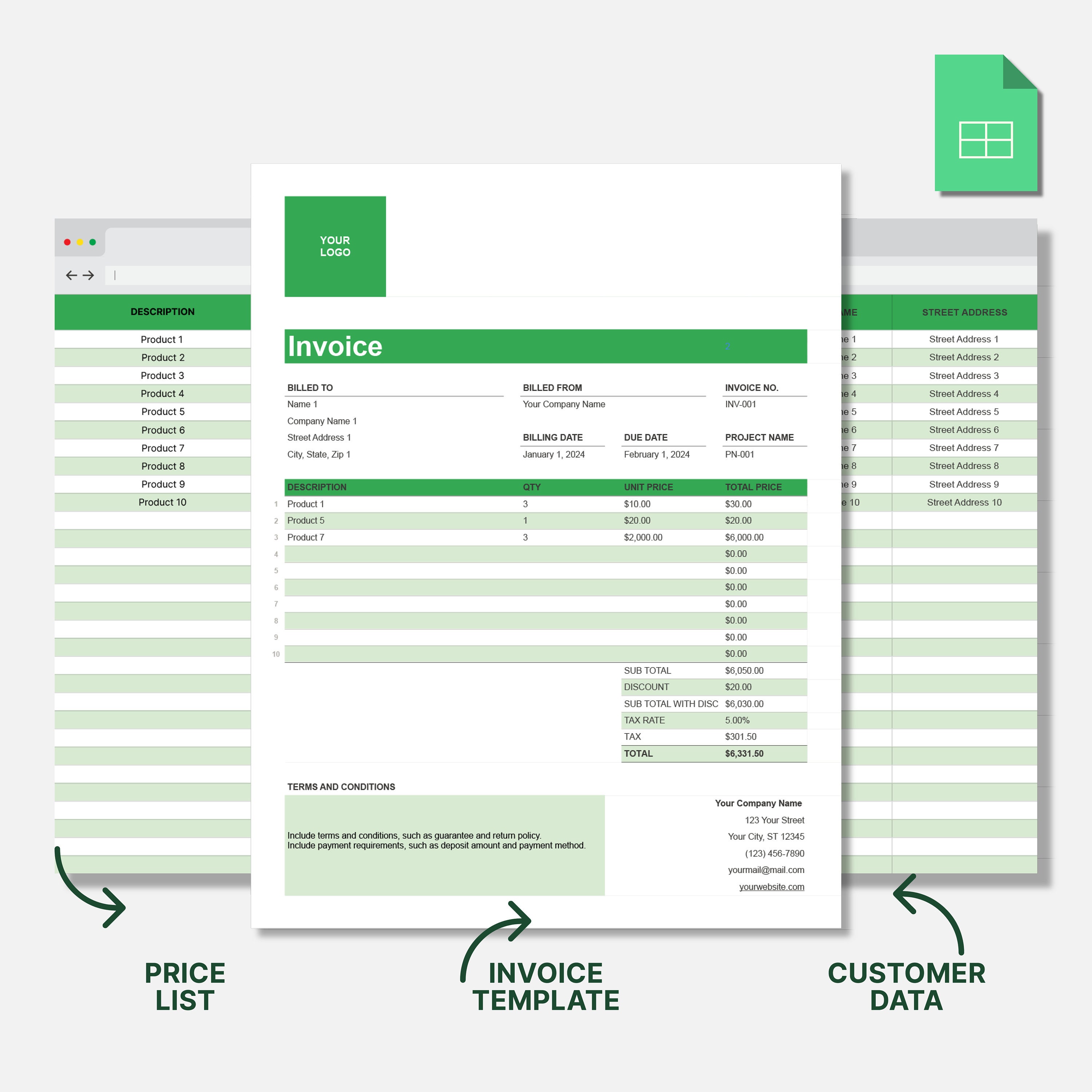 Invoice Template - Customizable With Google Sheets - Etsy