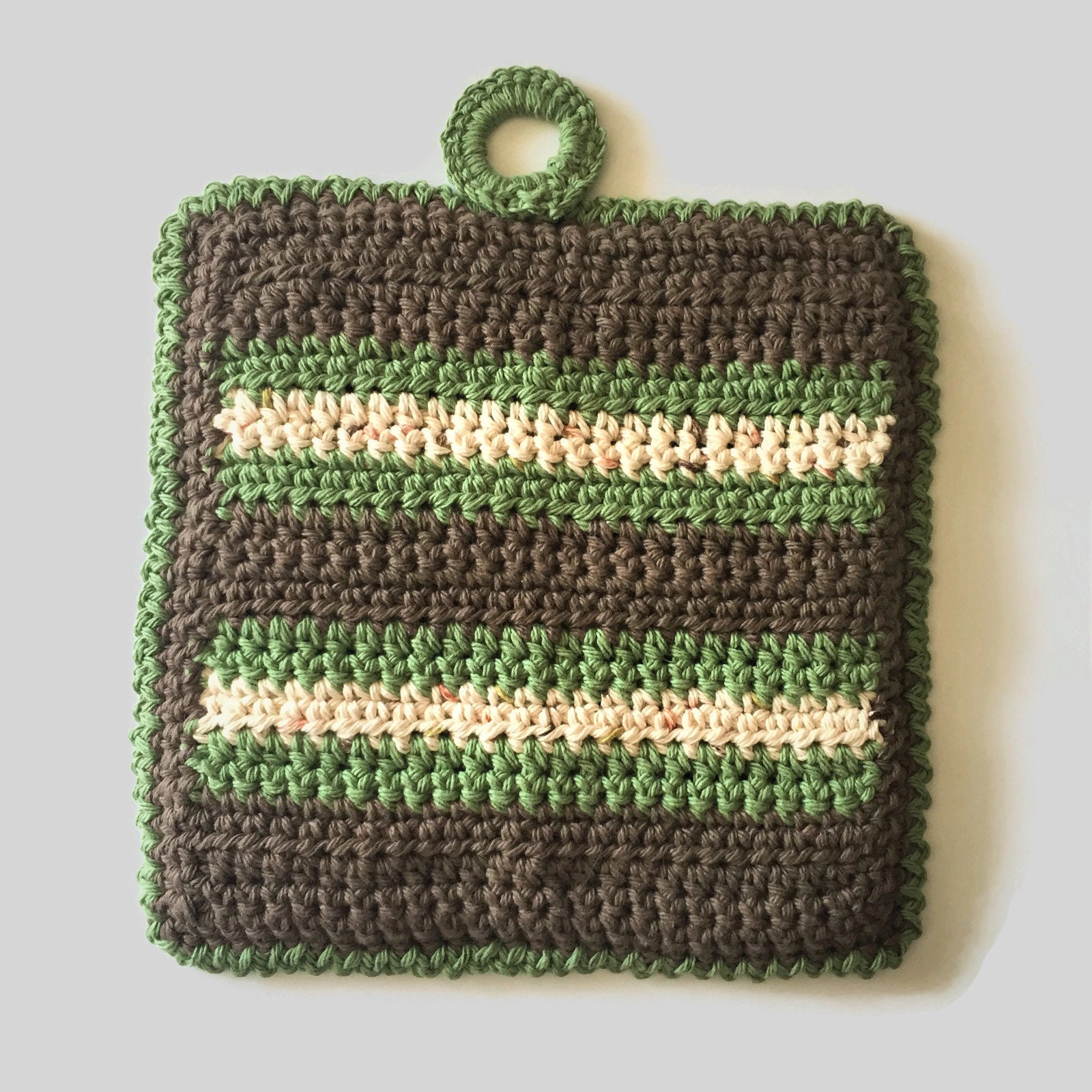 Double Thick Pot Holder, Retro Style Granny Square Cotton Hotpad Trivet ...