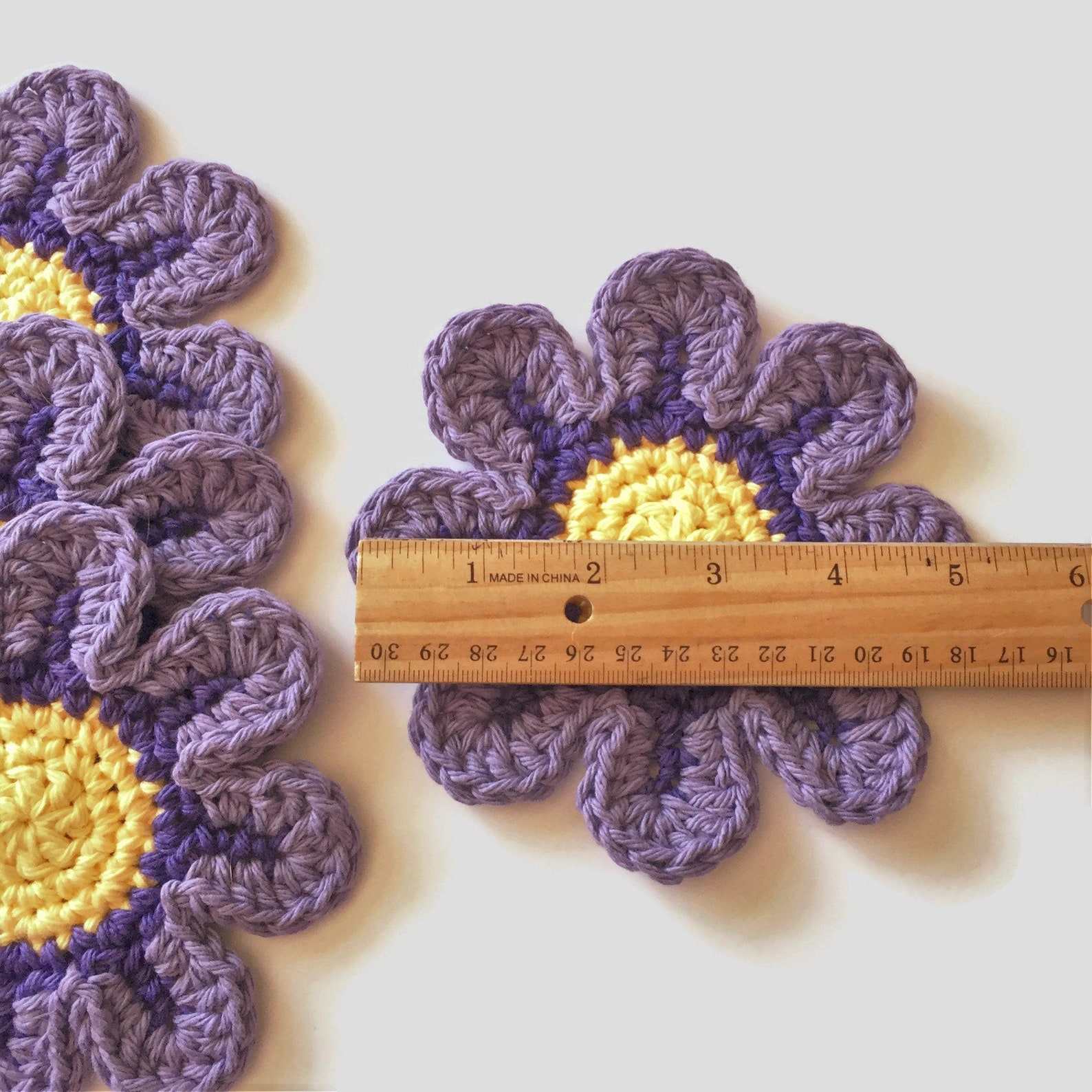 Purple Flower Crochet Coasters 100% Cotton Drink Coasters | Etsy