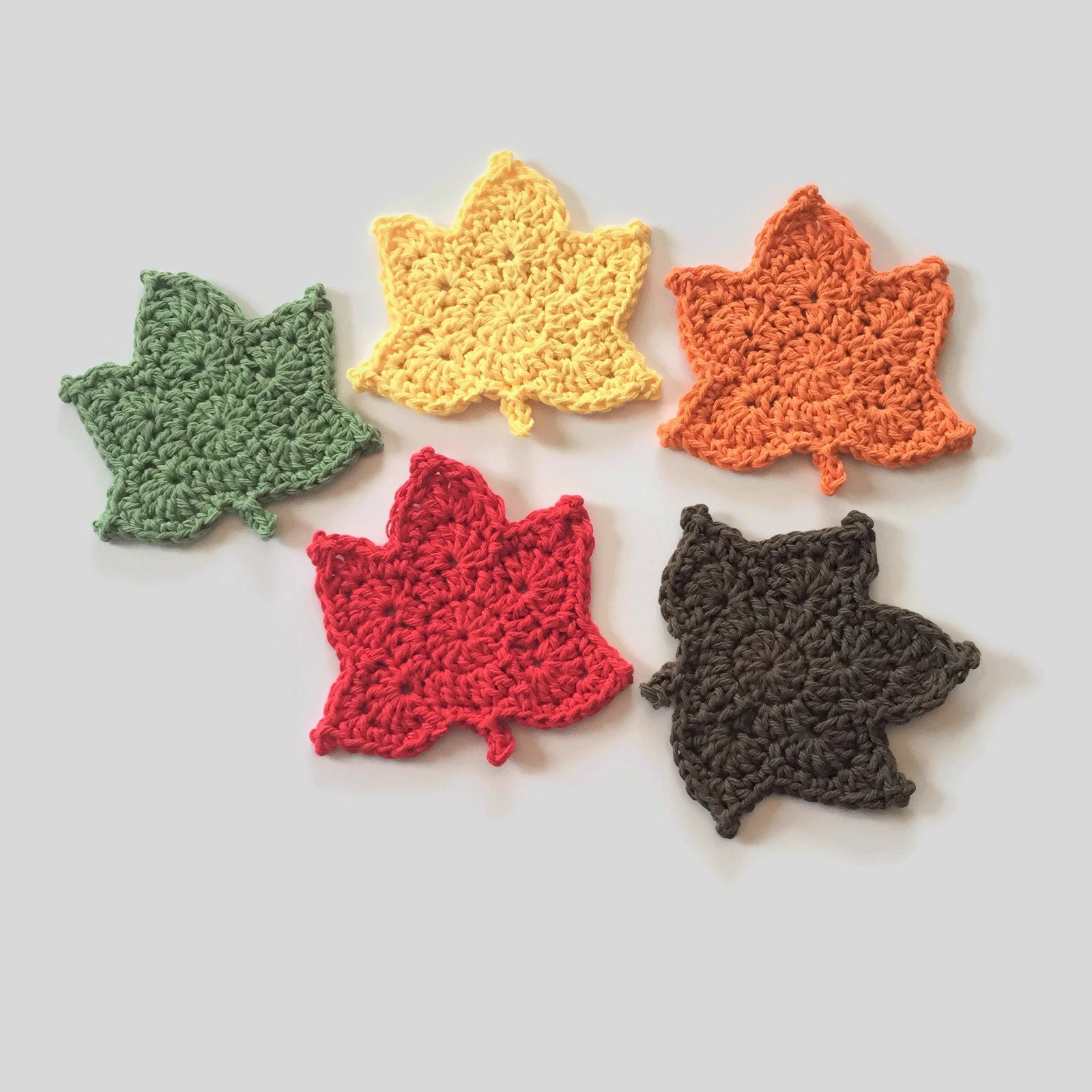 Crochet Maple Leaf Coasters, Fall Colors, 100% Cotton Drink Coasters - Etsy