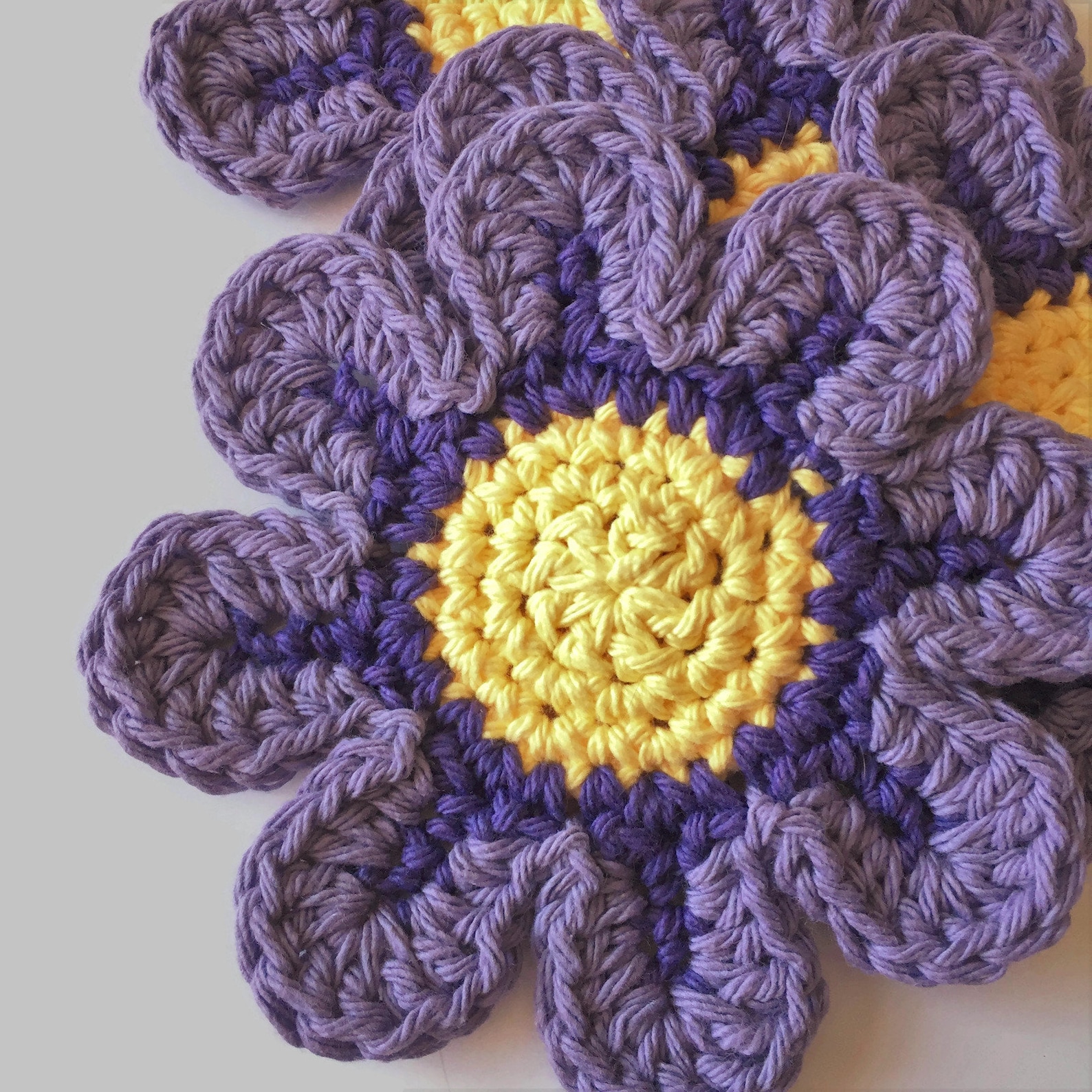 Purple Flower Crochet Coasters 100% Cotton Drink Coasters | Etsy