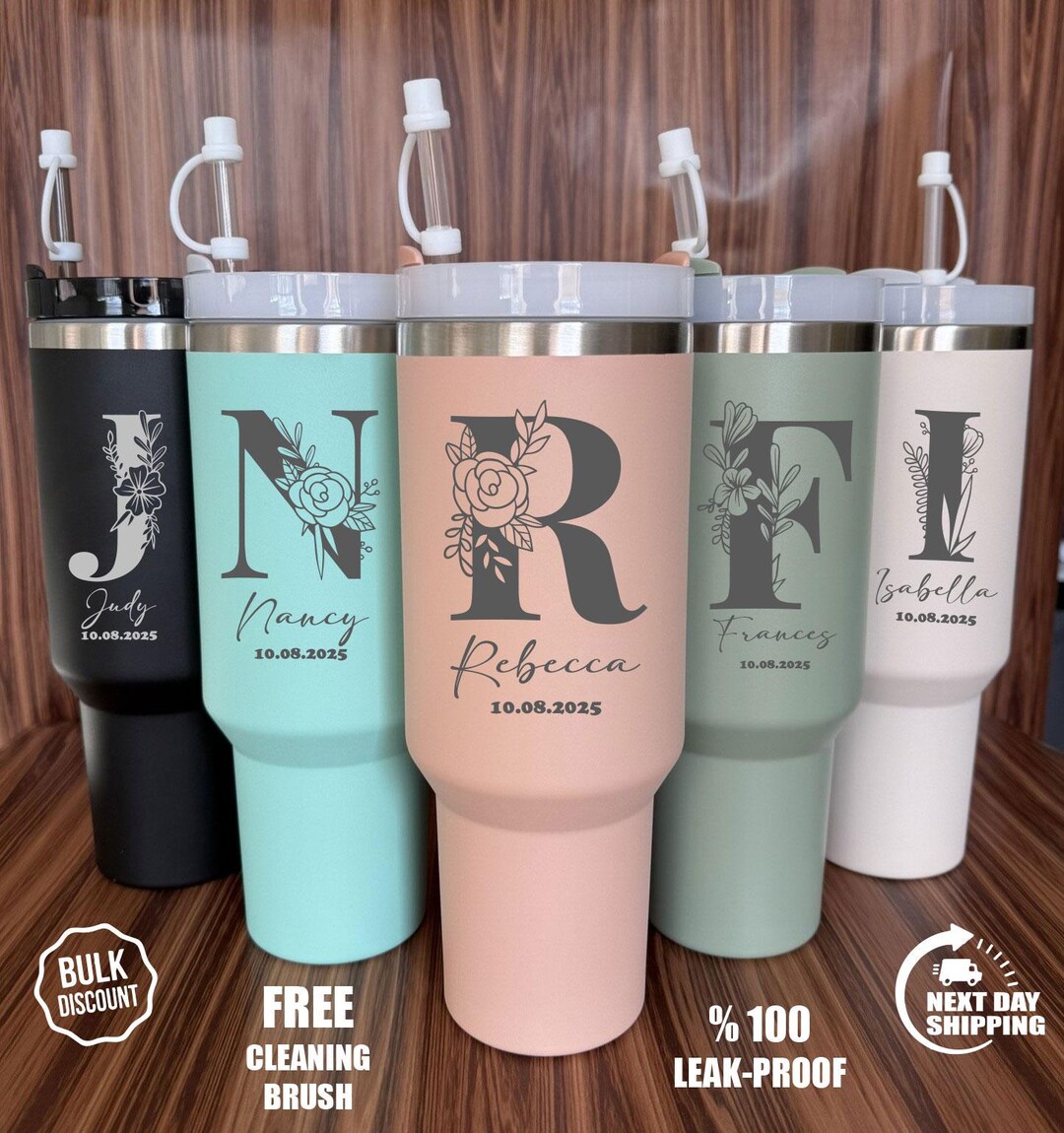 Personalized 40 Oz Tumbler With Straw • Custom Name Cup With Date ...