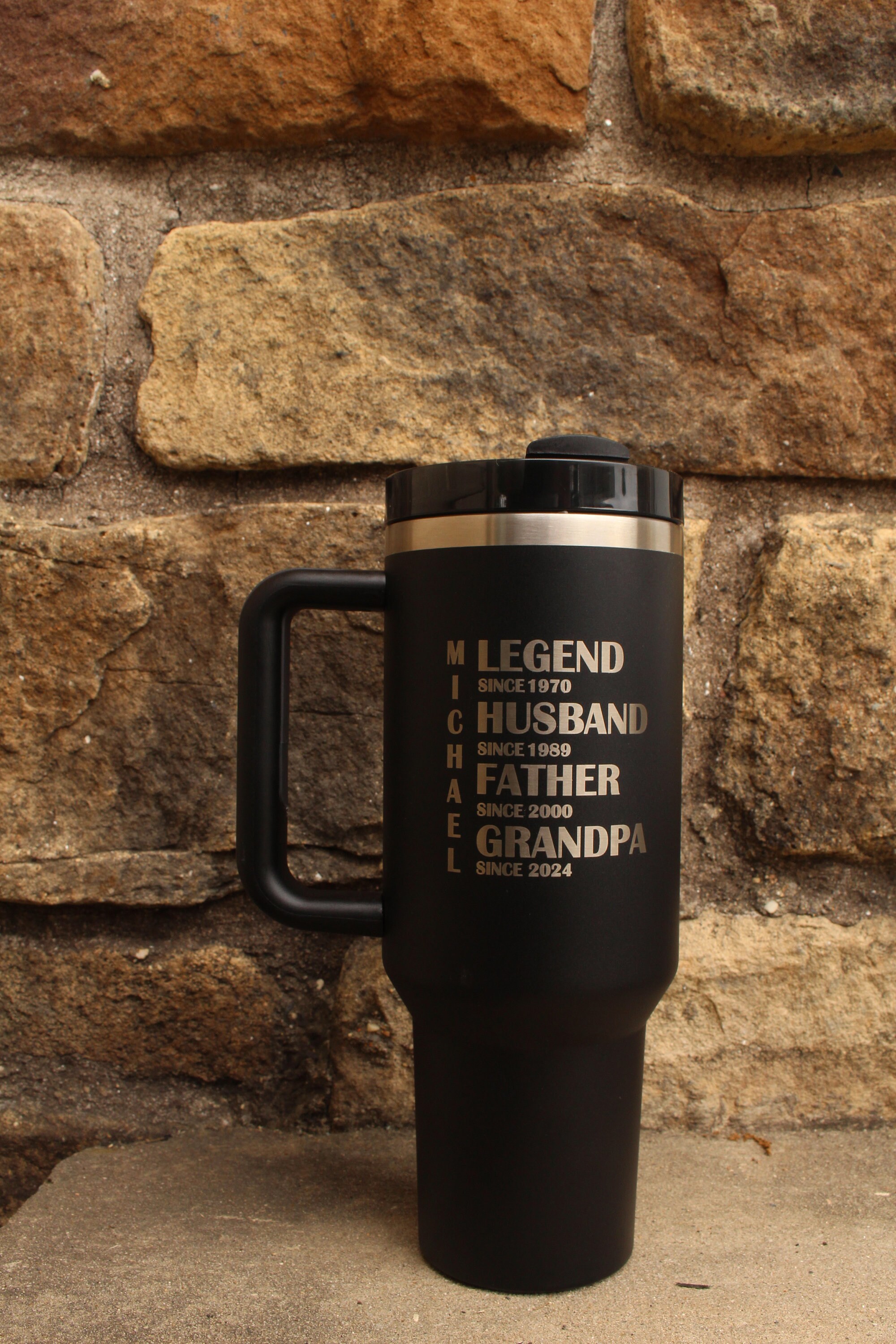 Custom 40 Oz Name Tumbler, Personalized Text Logo Tumbler With Handle ...