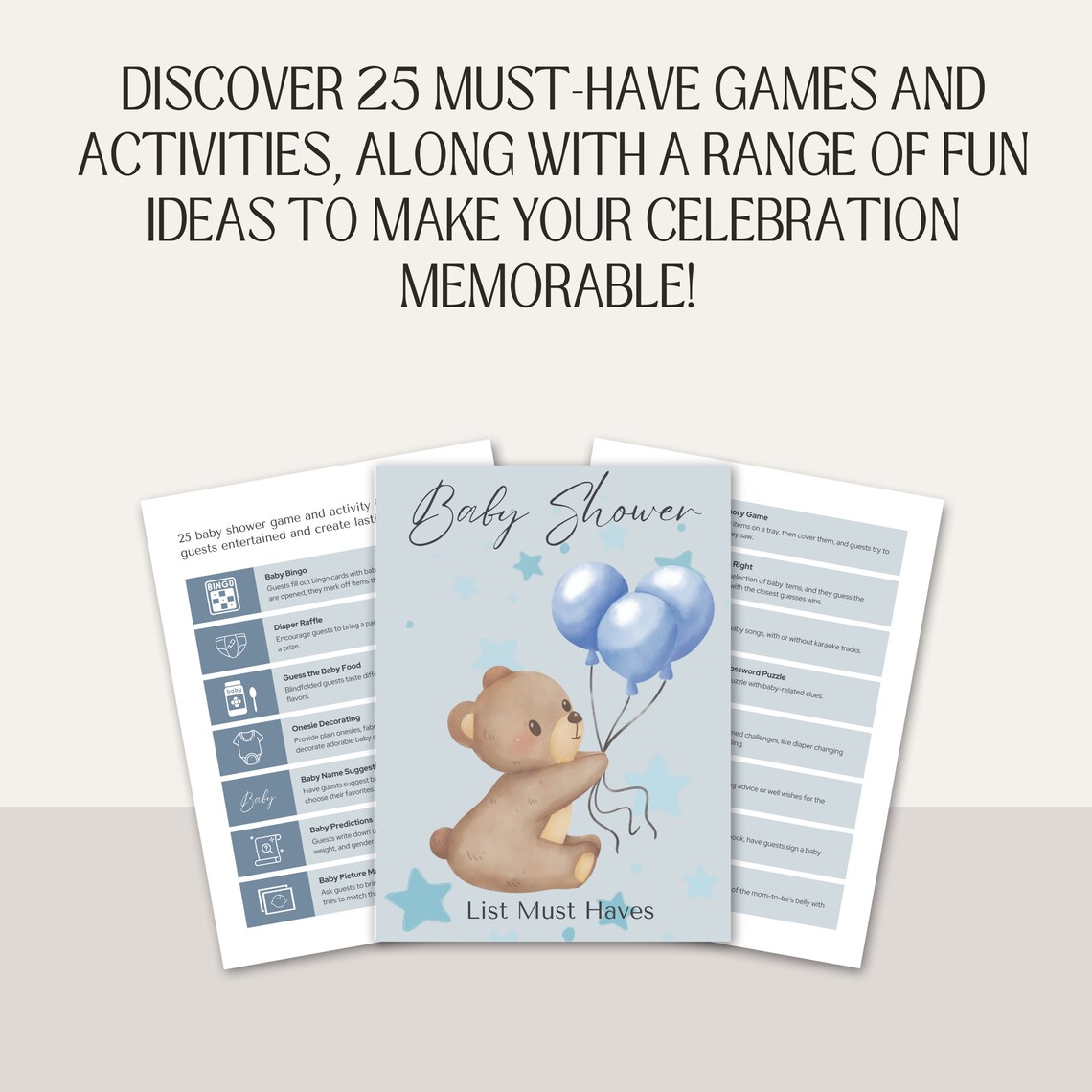 Baby Shower Games | Planning Kit for Newborn Celebration | Baby Shower ...