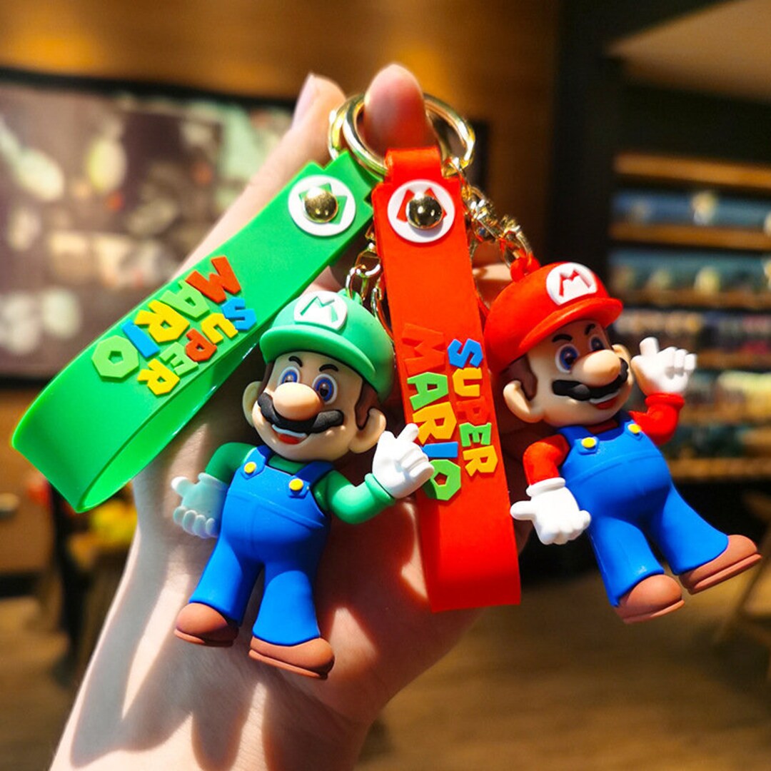 Super Mario Bros Keychain Cute Game Mario & Luigi Doll Keychain Cartoon ...