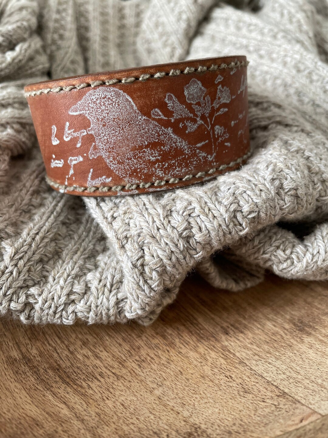Distressed Leather Cuff-create Your Own Rustic-word Cuff-bird - Etsy