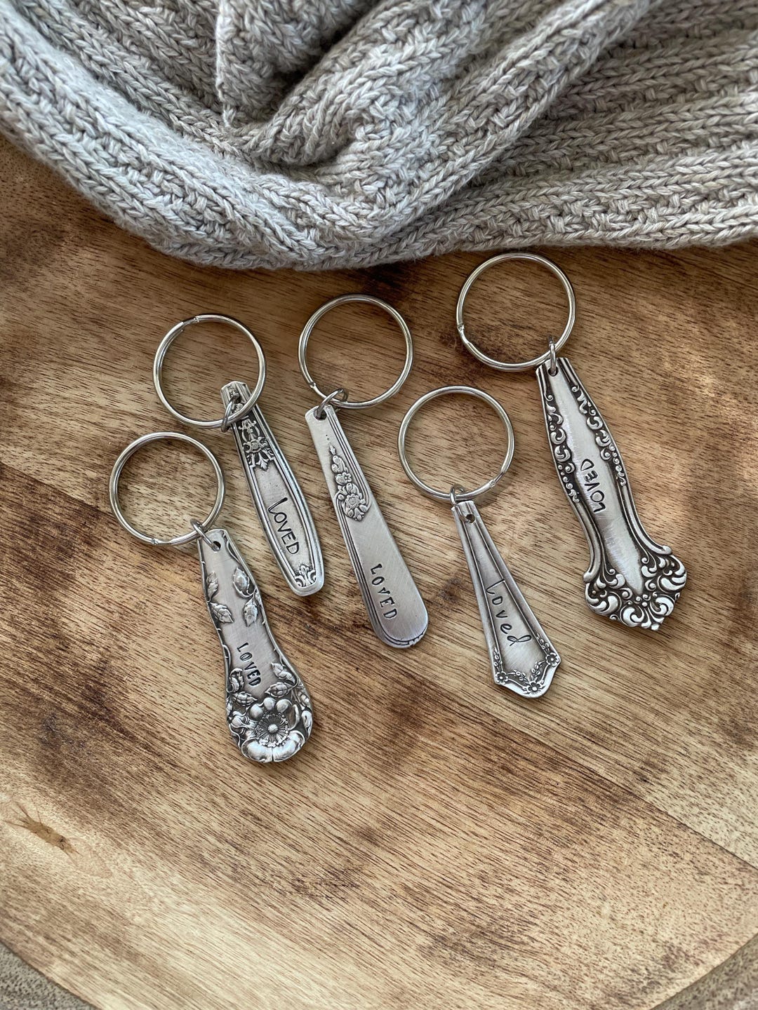Spoon Stem Keychain-loved-zipper Pull-silverware Collection - Etsy