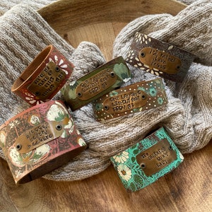 Leather Word Cuff-art Collection-wide Cuff-weathered Leather- Blessed ...