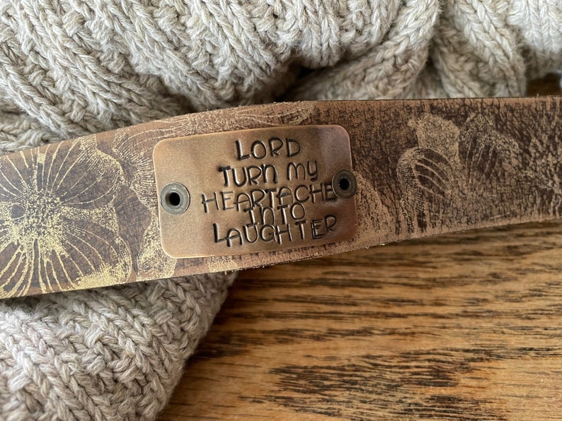 Leather Word Cuffweathered Leather-large 6.5 Inch - Etsy