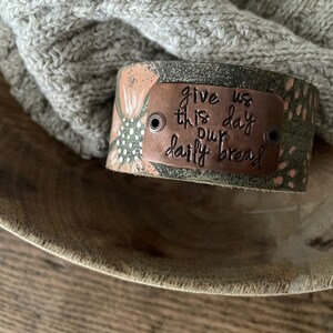 Leather Word Cuff-art Collection-weathered Leather 7.5 Inch Wrist-xl ...