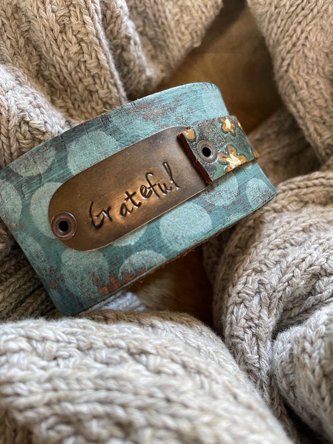 Leather Word Cuff-art Collection--weathered Leather-wide Cuff -6 Inch ...