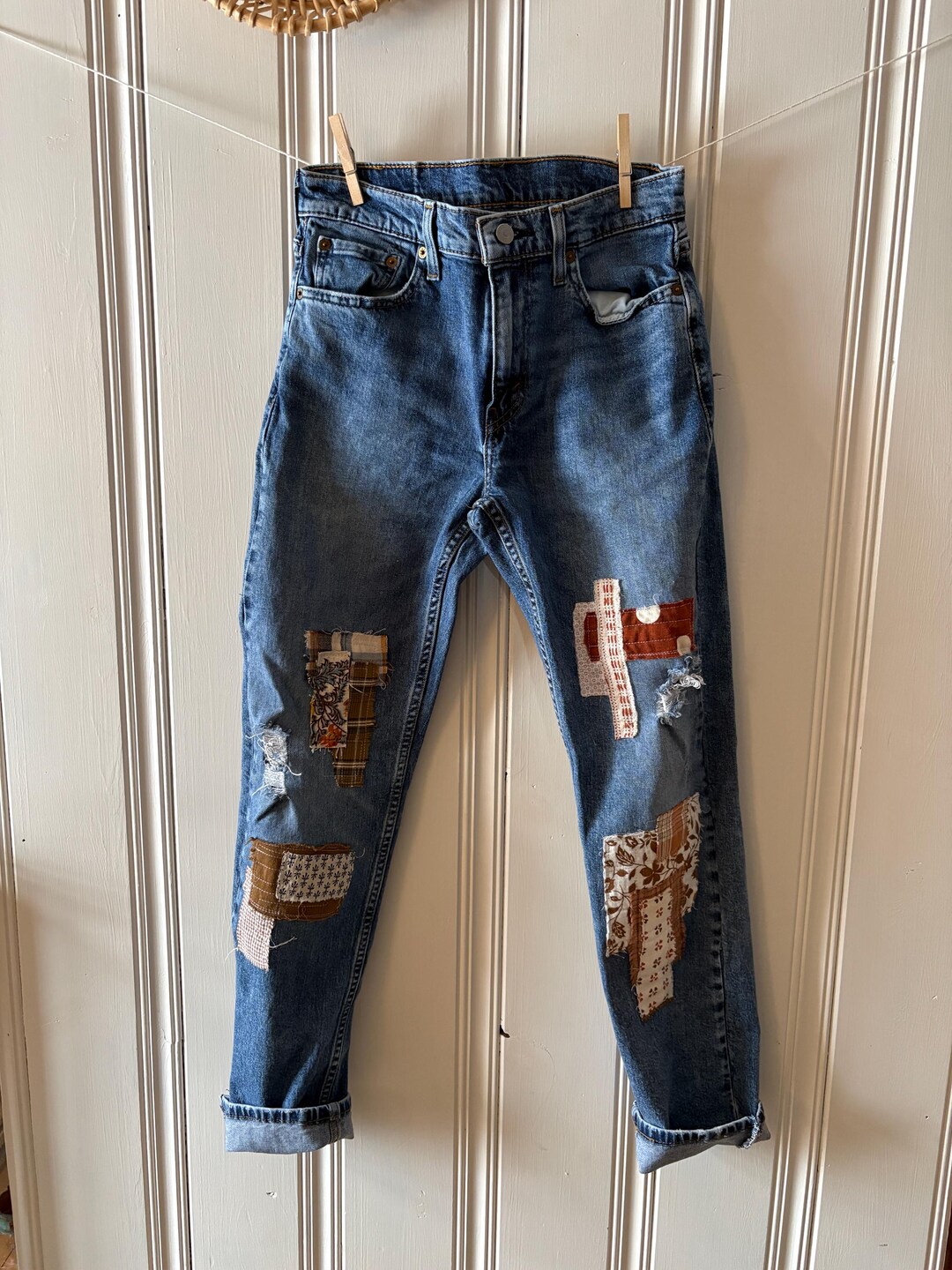 Scrappy Patchwork Jeans-ripped Jeans-remade Clothing-upcycled Fashion ...