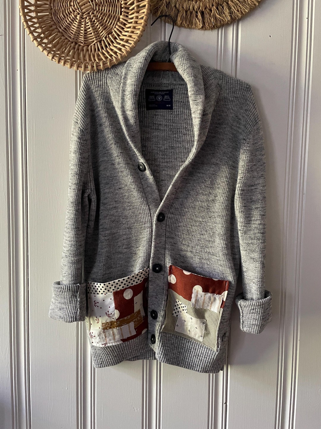 Remade Cardigan Sweater-grey-upcycled-made New-big Pockets-scrappy Love ...