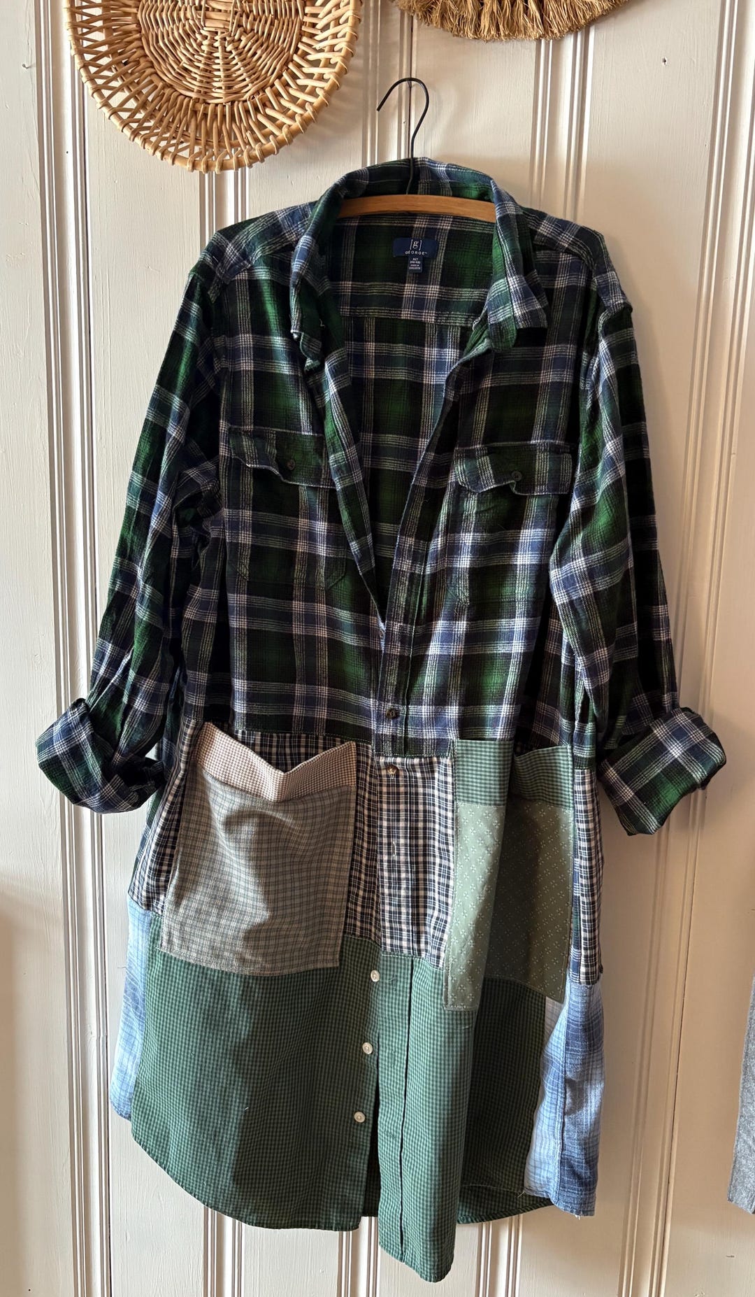 Remade Plaid Shirt-plaid Mix Up-dress-chore Coat-playful Plaids ...