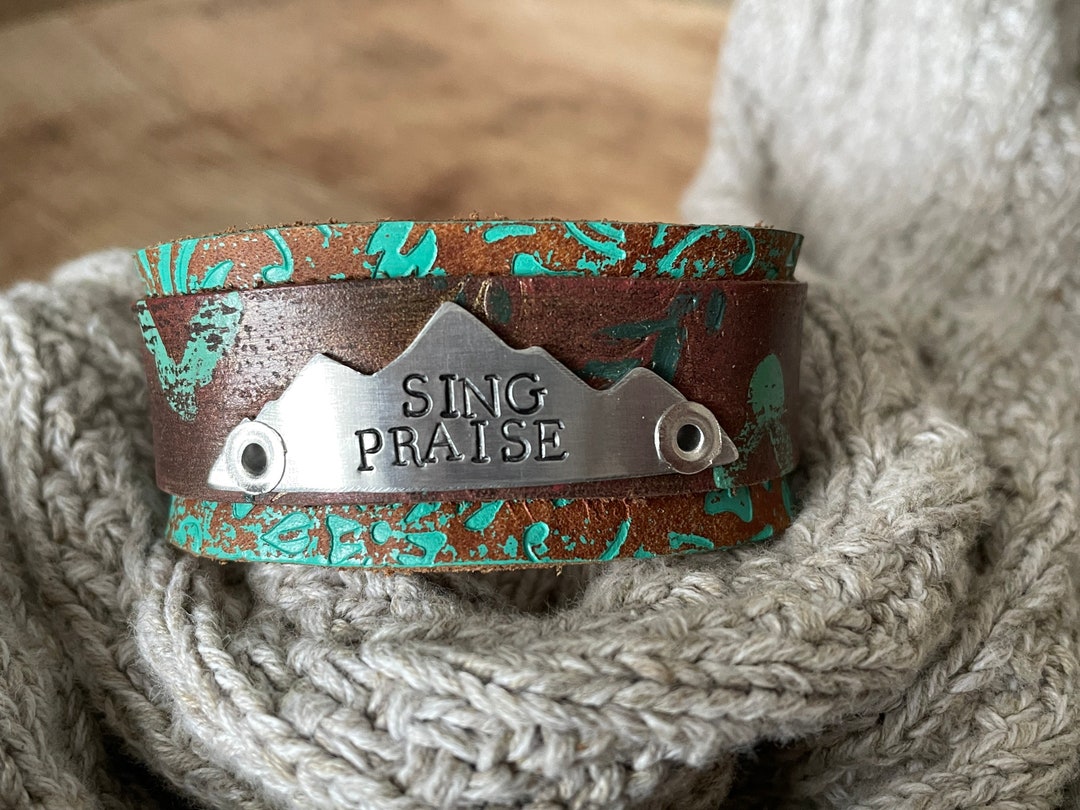 Leather Word Cuff-artisan Collection-sing Praise--weathered Leather-art ...