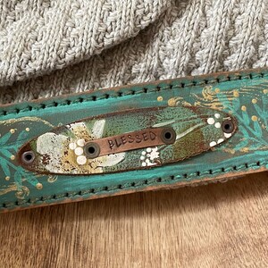 Leather Word Cuff-art Collectionweathered Leather-wide Cuff - Etsy