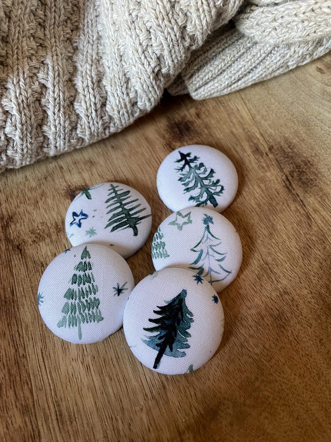 Button Magnet Set-pine Trees-message Board-fridge Magnets-little ...