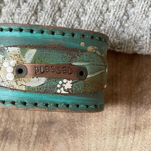 Leather Word Cuff-art Collectionweathered Leather-wide Cuff - Etsy