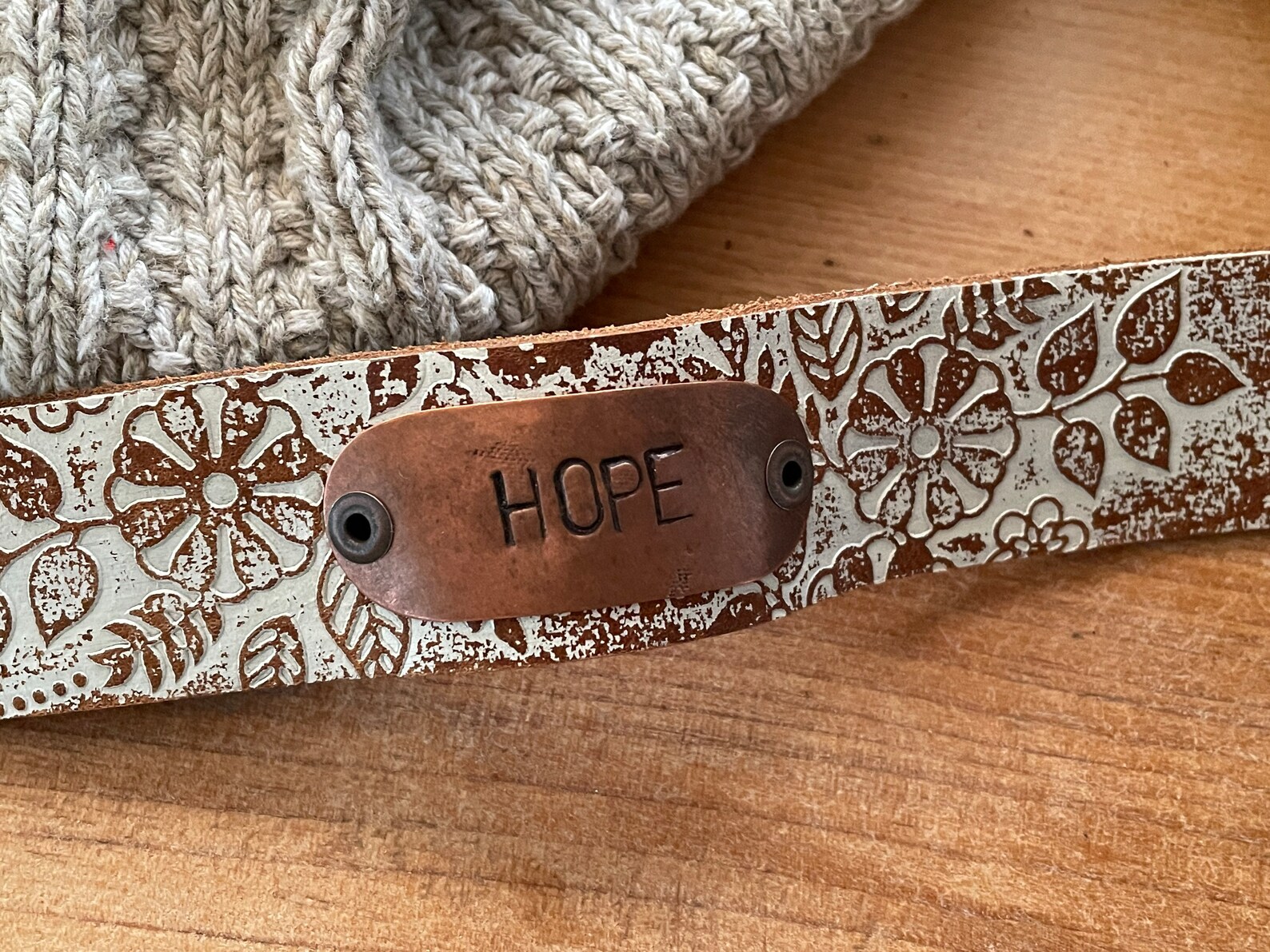 Leather Word Cuffweathered Leather-large 6.5 Inch - Etsy