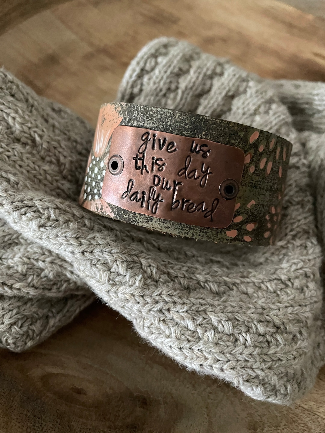 Leather Word Cuff-art Collection-weathered Leather 7.5 Inch Wrist-xl ...