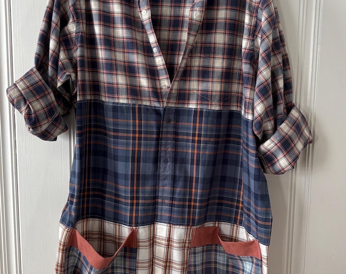 Remade Plaid Shirt-house Coat-chore Coat-playful Plaid Mix Ups-upcycled ...