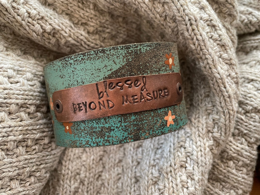 Leather Word Cuff-art Collection-weathered Leather- -6.5 Inch Wrist-l ...