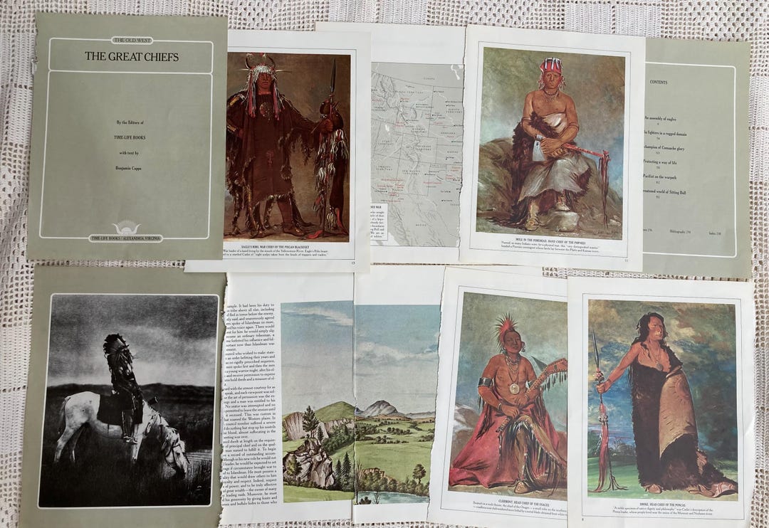 10 Pgs Ephermera THE GREAT CHIEFS Paper Page Bundle. 8” X 10 1/2 ...